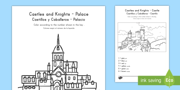 Color by Numbers: Castles And Knights - English/Spanish - Castles And ...
