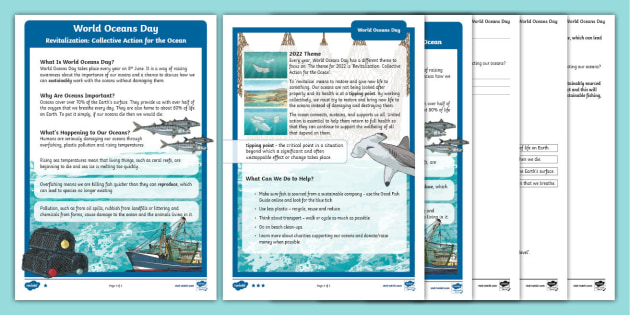 LKS2 World Oceans Day Differentiated Reading Comprehension Activity