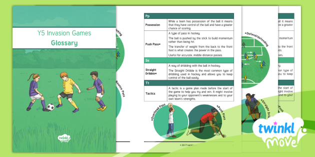 Year 5 Invasion Games - CPD Glossary (teacher made)