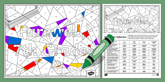 reflections coloring page answer key