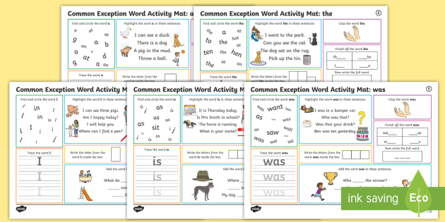 Year 1 Common Exception Word Activity Mat Pack 1