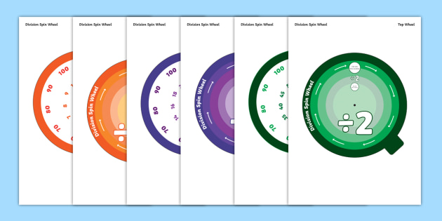2 5 10 X Table Division Facts Spin Wheel Pack teacher Made 