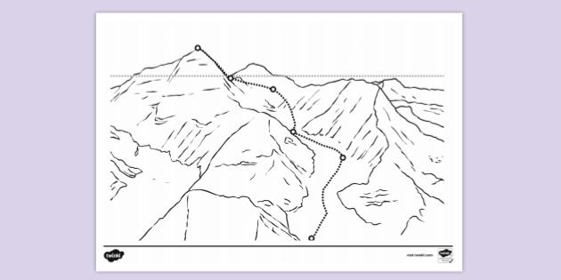 FREE! - Everest Summit Diagram Colouring Sheet - Twinkl