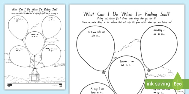 What Can I Do When I'm Feeling Sad? Worksheet-Years 4-6