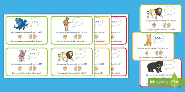 Funny Voice Reciting Numbers to 10 Cards (teacher made)