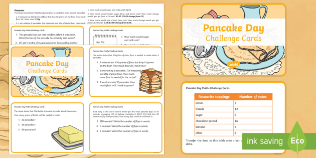 Year 3 Pancake Day Maths Challenge Cards