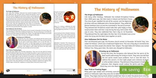 The History of Halloween Upper Primary Fact Sheet - Celebrations, October