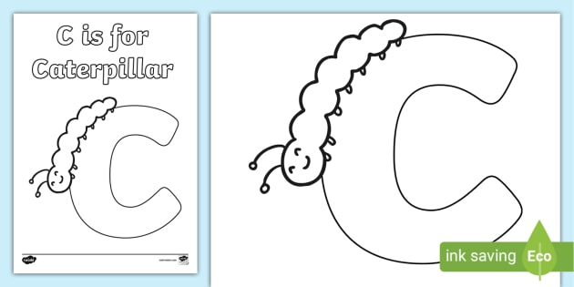 C is for Caterpillar Text and Picture Colouring
