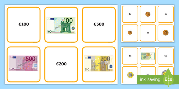 Euro Money Value Matching Card Activity
