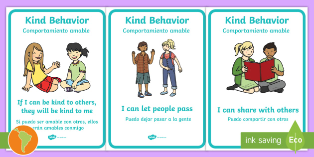 Kind Behavior Posters English/Spanish - Kind Behaviour Posters