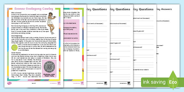 Evonne Goolagong Cawley Differentiated Reading Comprehension