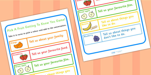 Friendship Pick A Fruit Getting To Know You Game - SEN games