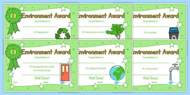 Environment Certificates - environemnt, certificate, award