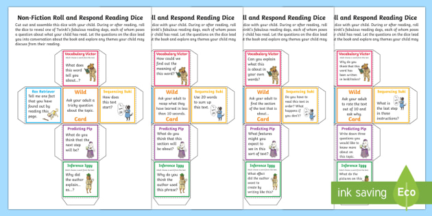 KS1 Non-Fiction Roll and Respond Reading Dice