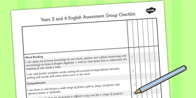 2014 National Curriculum LKS2 Years 3 and 4 English Assessment Group