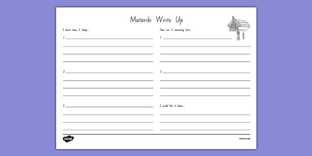 FREE! - Matariki Write Up Worksheet (teacher made)