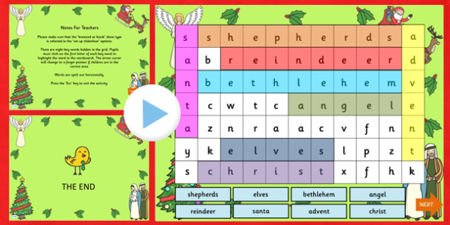 Christmas Interactive Wordsearch PowerPoint