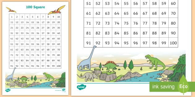 Dinosaur-Themed 100 Number Square (teacher made)