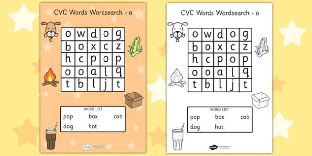CVC Wordsearch o - word search, word games, find the word, CVC