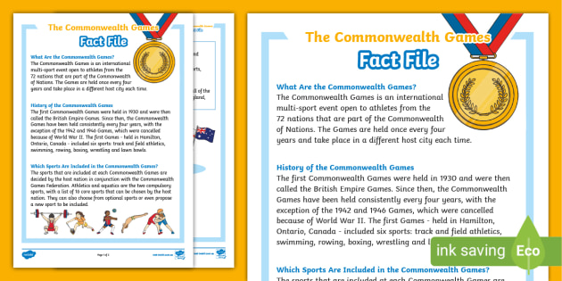The Commonwealth Games Fact File (teacher made)