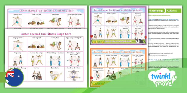 Easter Themed Fun Fitness Bingo Exercise Game (Teacher-Made)