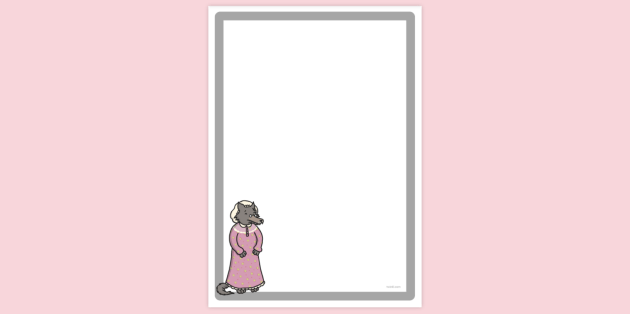 FREE! - Simple Blank Sad Wolf Page Border | Page Borders | Twinkl