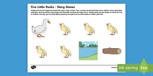 Five Little Ducks Story Stones Image Cut Outs (Teacher-Made)
