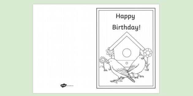 FREE! - Garden Birds Birthday Card Colouring Activity