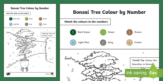 FREE! - Bonsai Tree Colour by Number (teacher made)