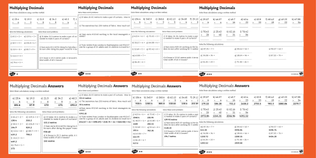 Problem Solving Involving Multiplication By Decimals Worksheets