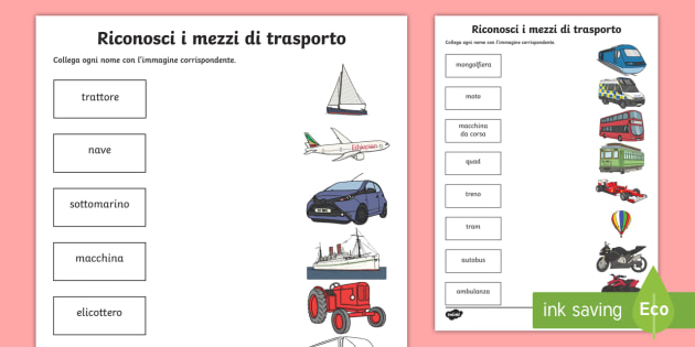 Riconosci i mezzi di trasporto Attività (teacher made)