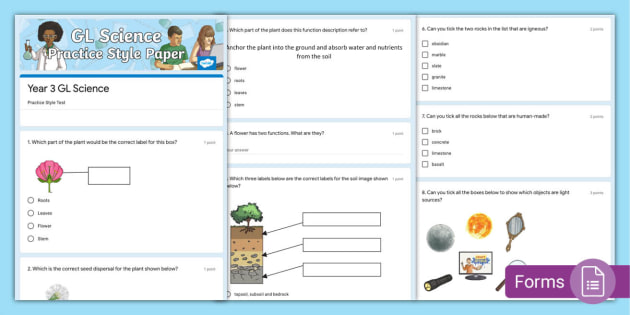 Year 3 Science GL Style Practice Test (teacher made)