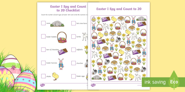 Easter I Spy and Count Activity to 20
