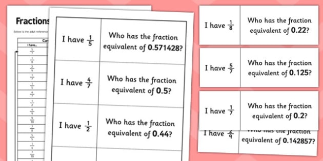 Fractions Equivalents Loop Cards (teacher made)