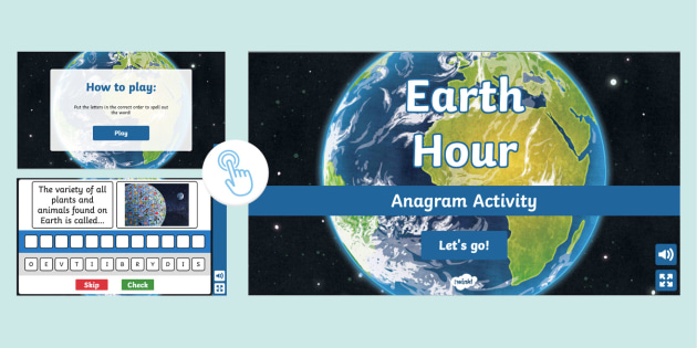 Earth Hour Interactive Anagram Puzzle Game (teacher made)