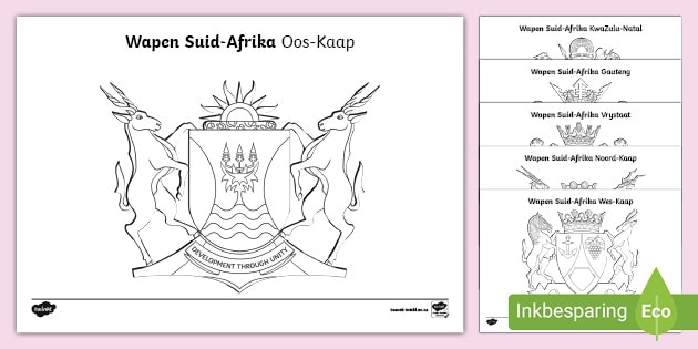 Wapens van Provinsies van Suid-Afrika Inkleurbladsye