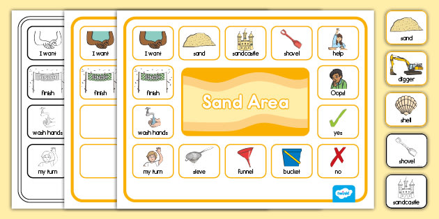 Sand Area Communication Board (teacher made)