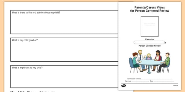 Person Centred Review Parents and Carers Views Book