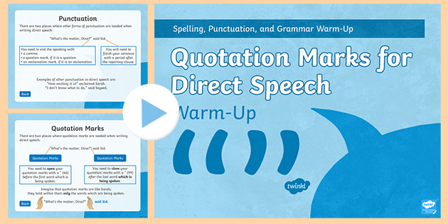 Speech and Grammar Lesson Starter - Direct Speech