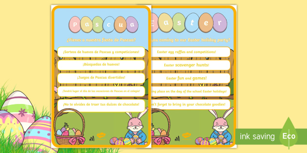 Easter Class Party Display Poster English/Spanish