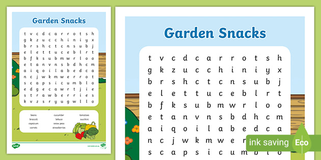 Garden Snacks Word Search (teacher made)