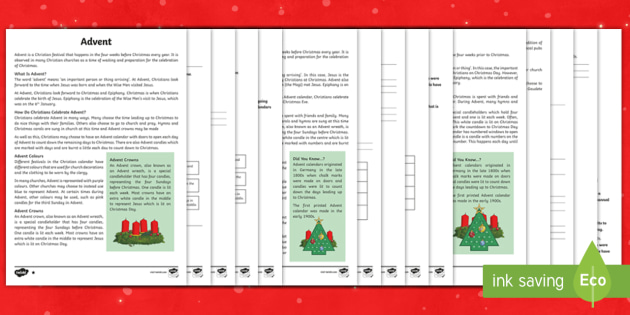 Advent Differentiated Reading Comprehension Activity