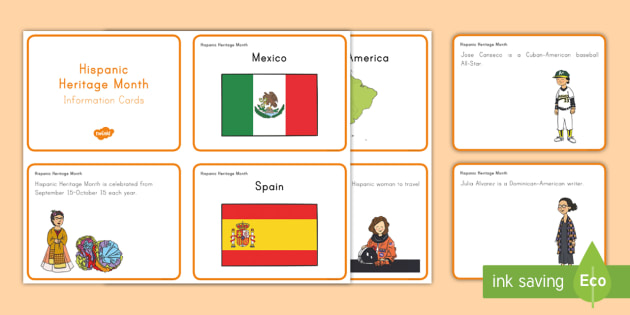 Hispanic Heritage Month Information Cards | K-2 | Twinkl