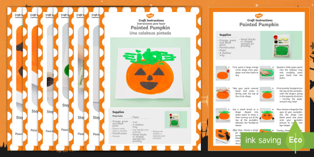 Painted Pumpkin Paper Craft English/Spanish (teacher made)