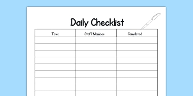 Daily Duties Checklist