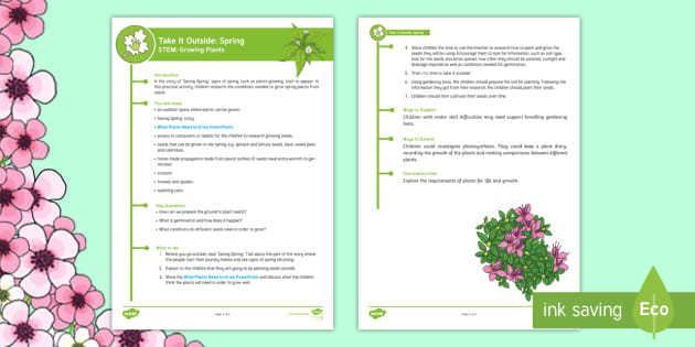 KS2 Take it Outside: Spring - STEM Growing Plants Activity
