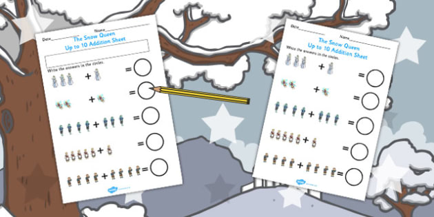 The Snow Queen Up to 10 Addition Sheet (teacher made)
