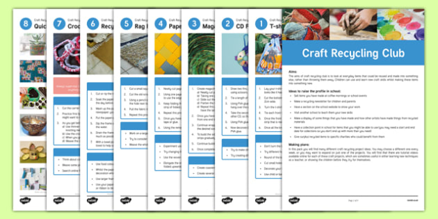 Craft Recycling Club Guidance and Plans for Teachers