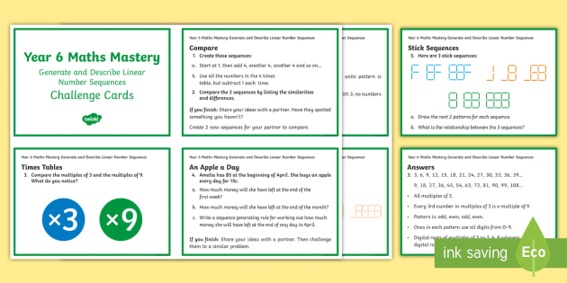 Generate and Describe Maths Mastery Challenge Cards