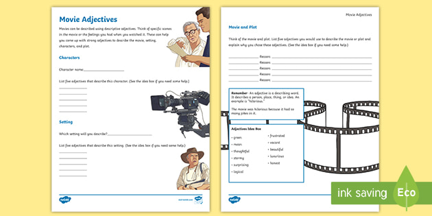 Movie Adjectives Activity (teacher made)
